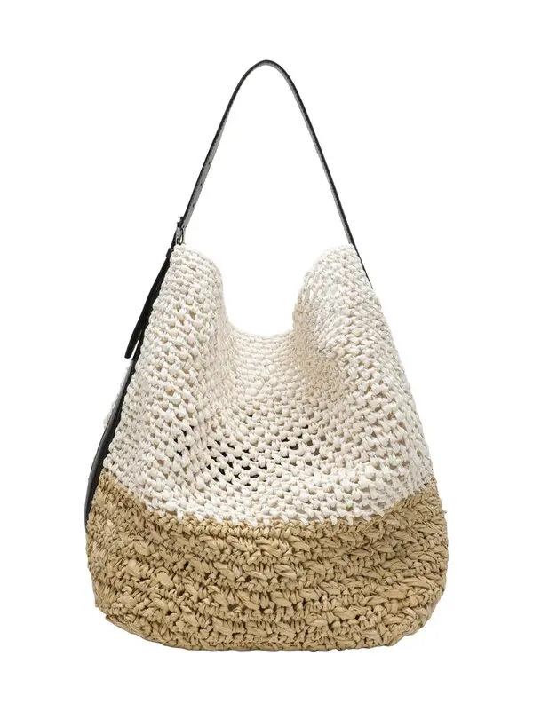 TOTEME Tote Bag With Belt Detail In Handwoven Paper Raffia - Cream