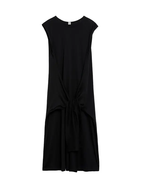 TOTEME Cotton Maxi Jersey Dress With Belt - Black