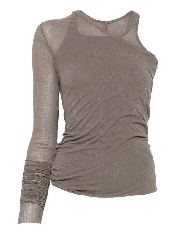Rick Owens Ribbed Asymmetric One-shoulder Top - Gray