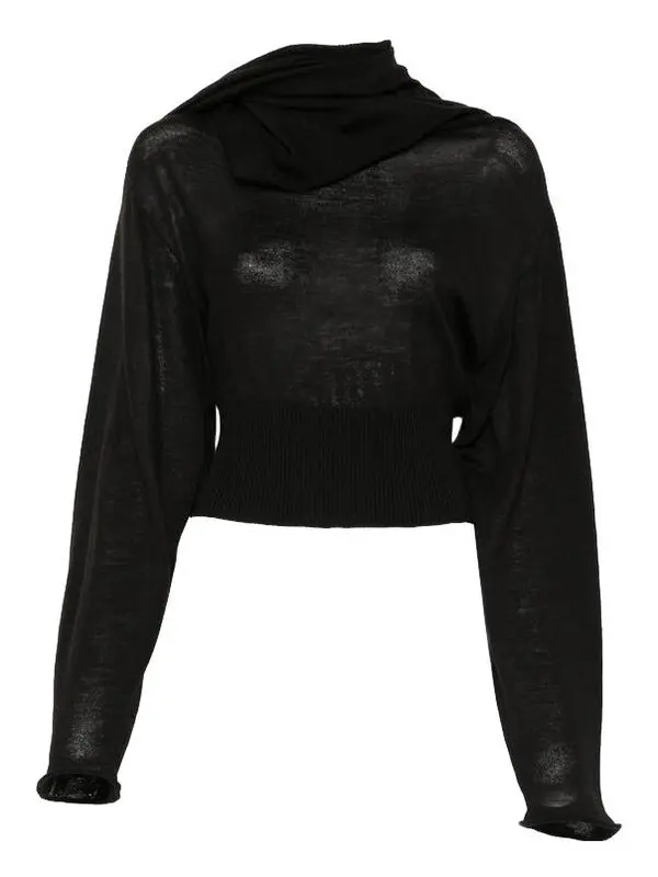 Rick Owens Knitted Draped Neck Top - Black