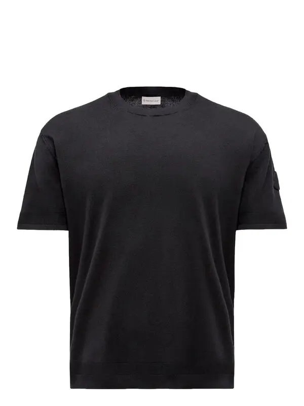 Moncler Silk & Cotton Knit T-shirt - Black