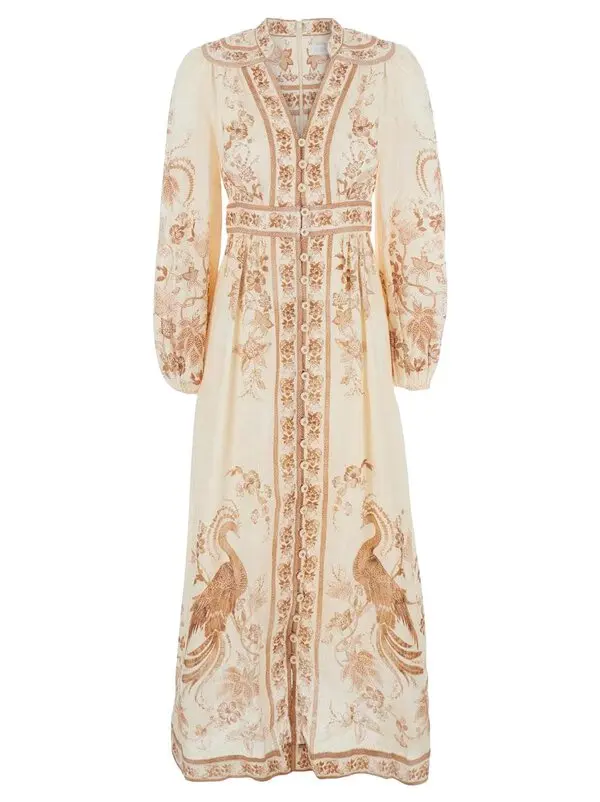 Zimmermann Indra Long Linen Dress - Multicolor