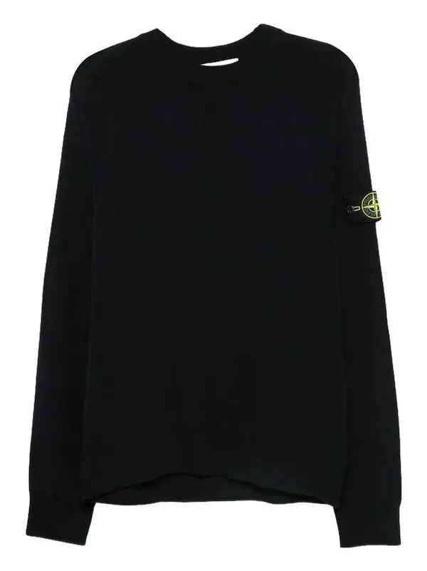 Stone Island Crew Neck Long Sleeve Pullover - Black
