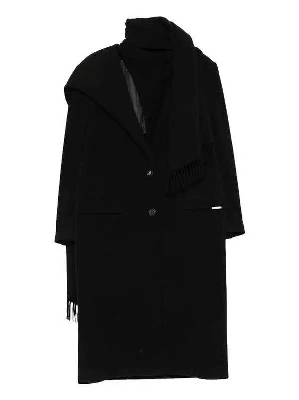 Attico Single-breasted Coat - Black