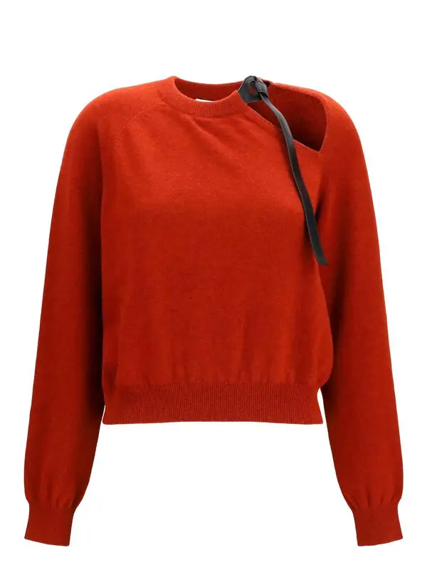 FERRAGAMO Crewneck Sweater With Cut-out Detail - Red