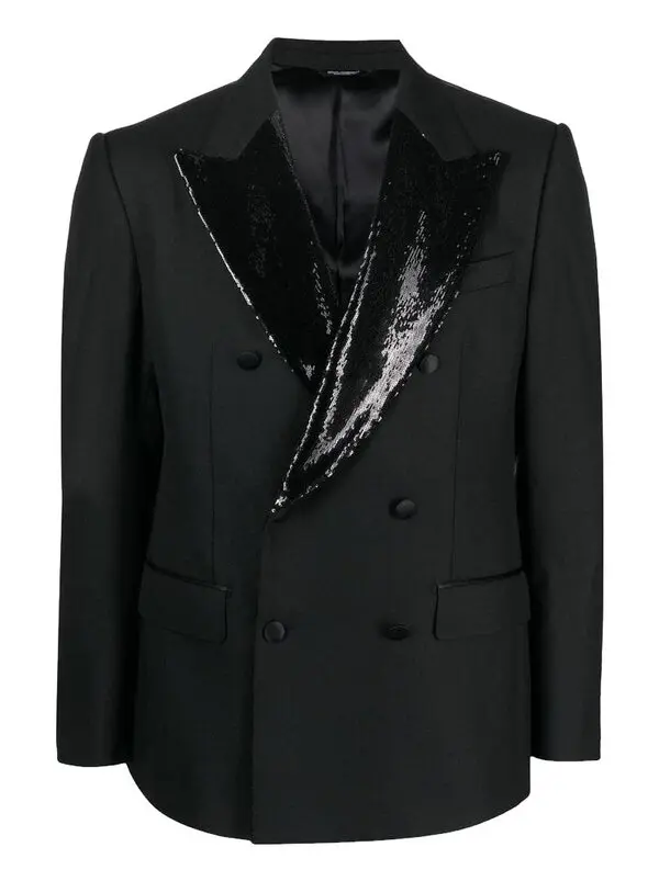 Dolce & Gabbana Sequin-embellished Peak Lapel Double-breasted Blazer - Black