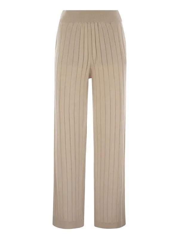 Brunello Cucinelli Cashmere Knit Trousers - Cream