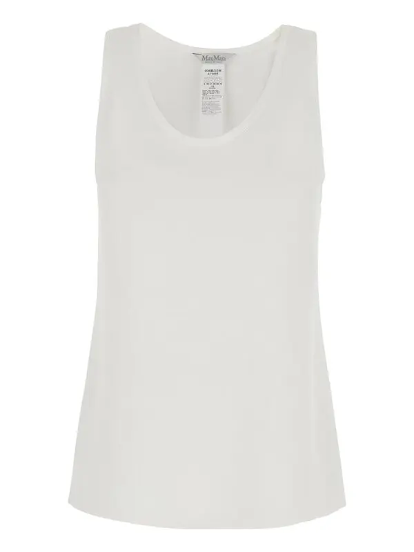 Max Mara Silk Round Neck Sleeveless Top - White
