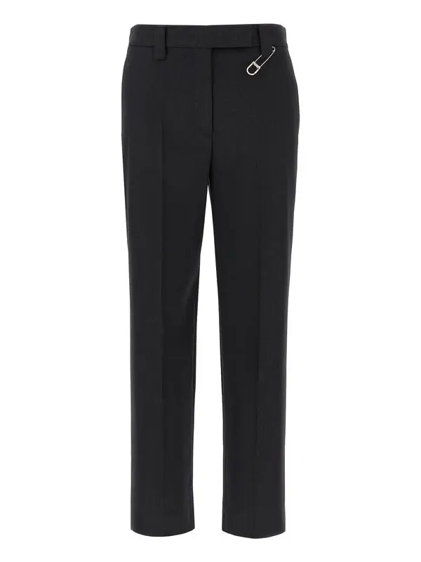 Prada Melange Virgin Wool Brooch Trousers - Gray