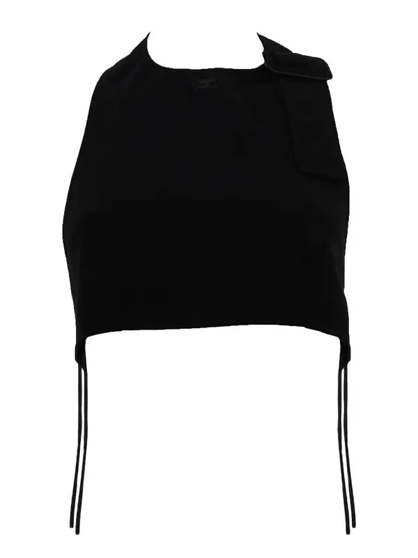 COURREGES Cropped Top With Open Back - Black