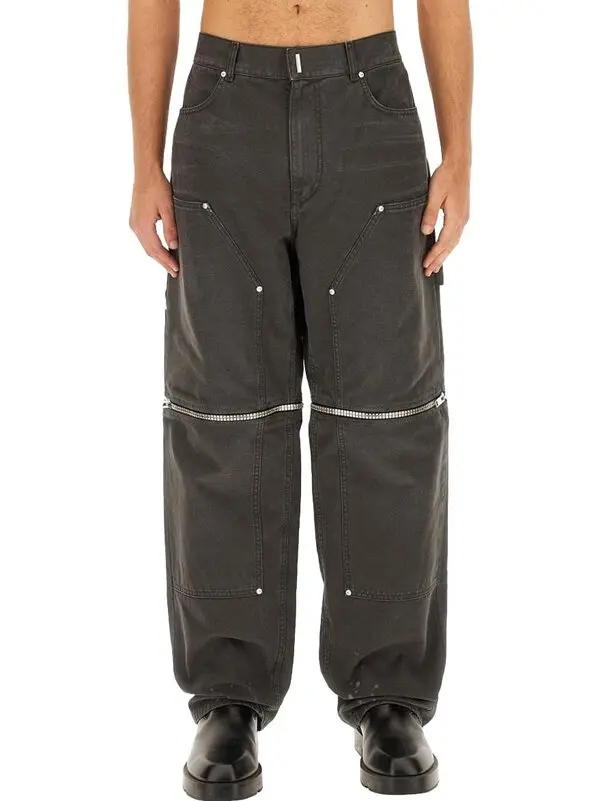 Givenchy Wash Cargo Jeans With Zip Detail - Black