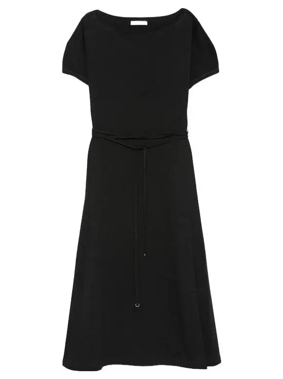 LEMAIRE Heavy Cotton Jersey Belted Midi Dress - Black