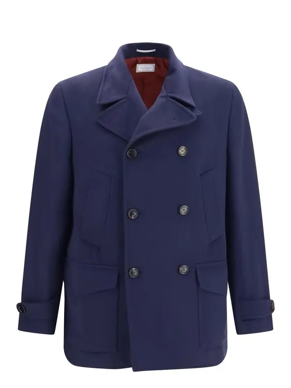 Brunello Cucinelli Double-breasted Wool Coat - Blue
