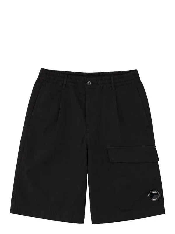C.P. COMPANY Cargo Shorts With Logo Patch - Black