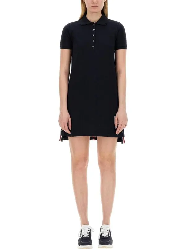Thom Browne Cotton Pique Polo Shirt Dress - Blue