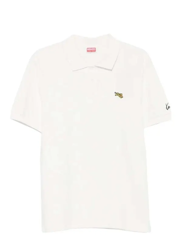 Kenzo Tiger-patch Polo Shirt - White
