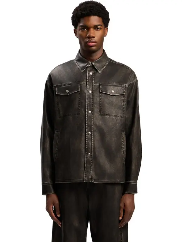 Palm Angels Curved Logo Coated Overshirt - Gray