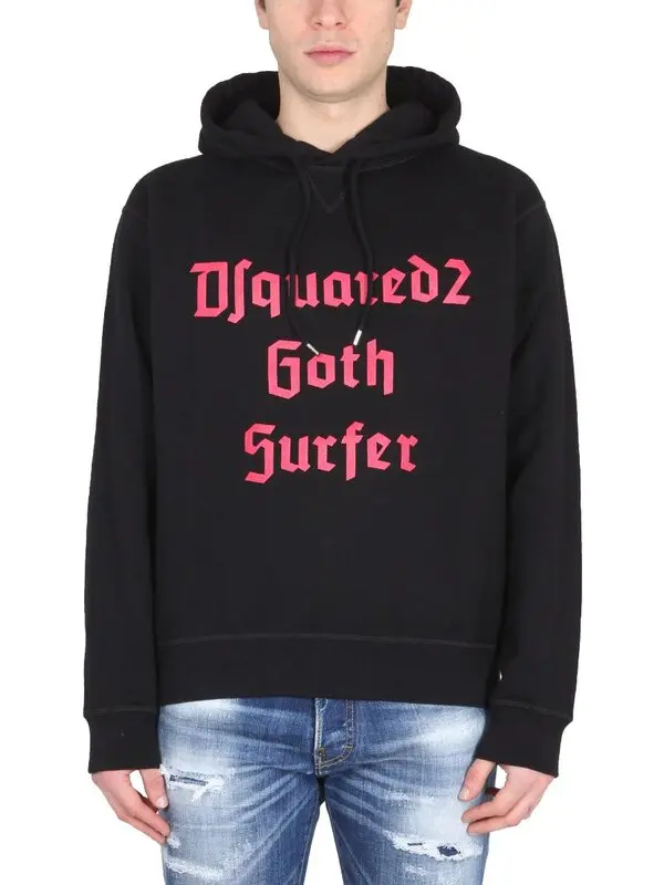 Dsquared2 Printed Hooded Sweatshirt - Black