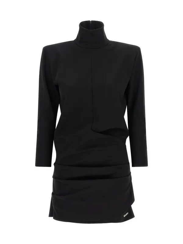 Attico Structured Shoulder Dress - Black