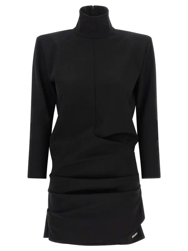 Attico Structured Shoulder Dress - Black