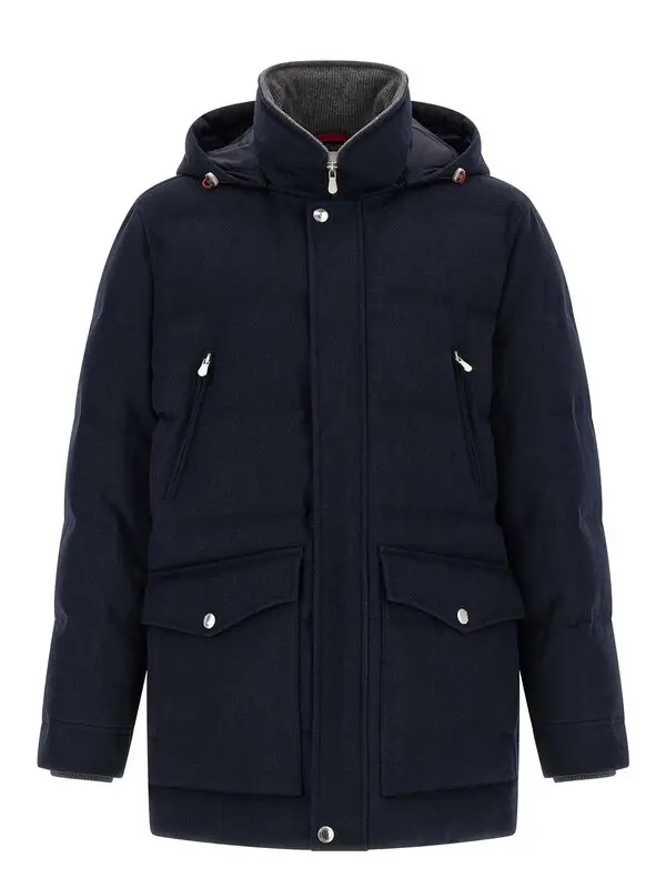 Brunello Cucinelli Wool Flannel Parka - Blue