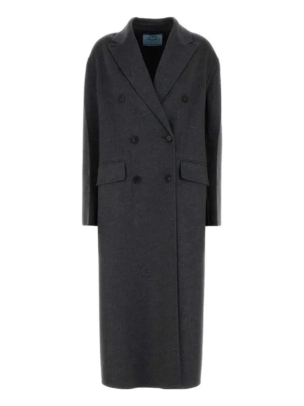 Prada Dark Grey Wool Blend Coat - Gray
