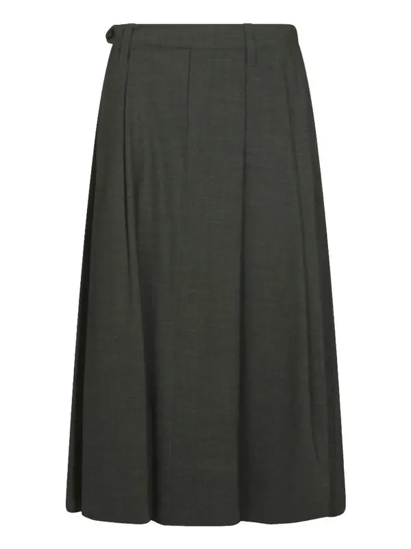 Brunello Cucinelli Wool Blend Midi Skirt - Gray