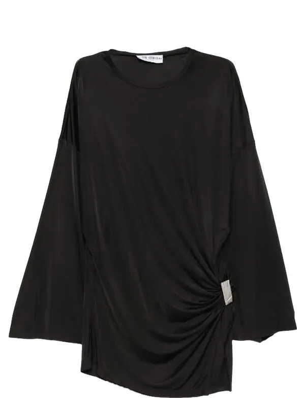 Attico Textured Viscose Asymmetric Cocktail Dress - Black