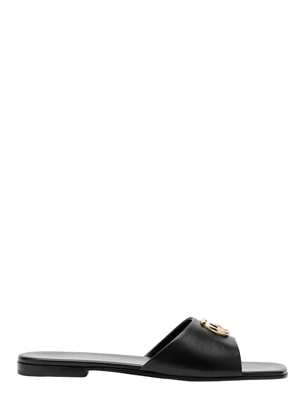 Gucci Nappa Leather Double G Slides - Black