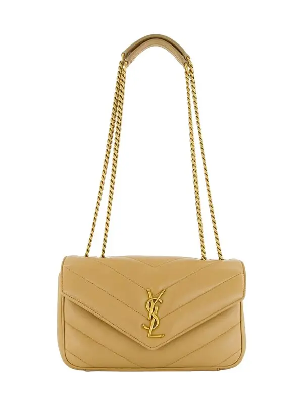 Saint Laurent Loulou Quilted Chevron Leather Cross Body Bag - Brown