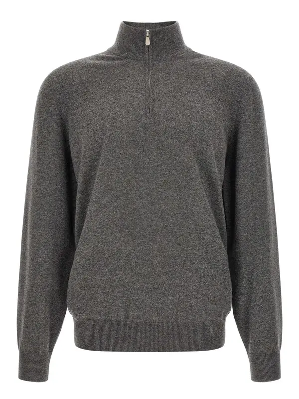 Brunello Cucinelli Half-zip Cashmere Sweater - Gray
