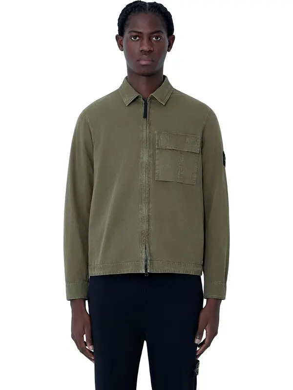 Stone Island Logo Patch Overshirt - Green