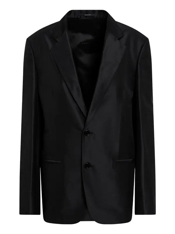 Gucci Oversized Fine Silk Faille Jacket - Black