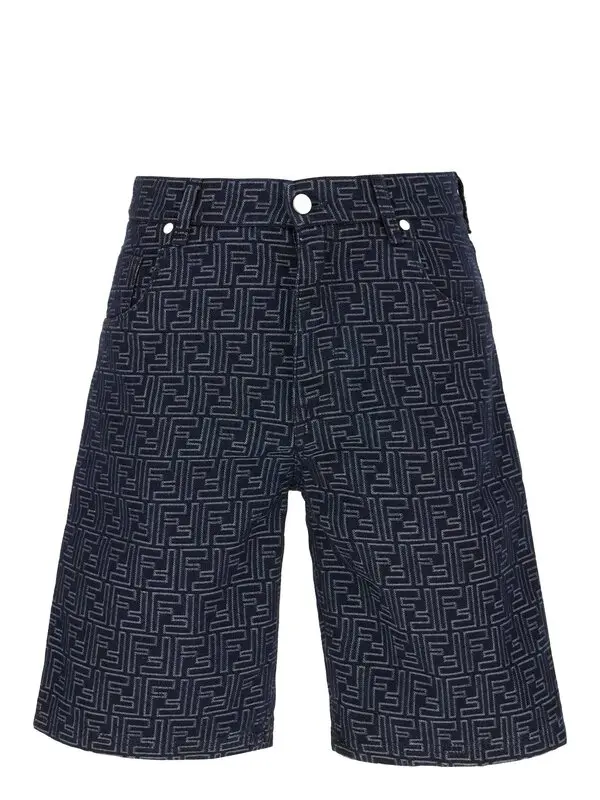 Fendi Monogram Denim Shorts - Multicolor