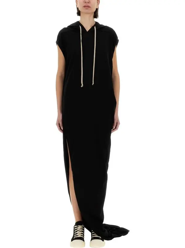 Rick Owens Long Dress With Hood - Black