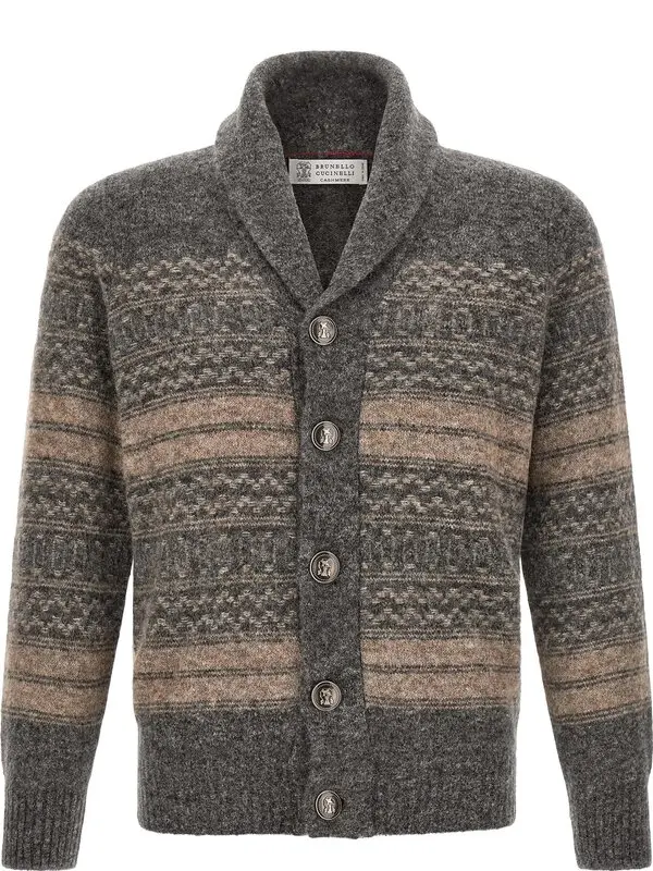 Brunello Cucinelli Nordic Jacquard' Cardigan - Gray