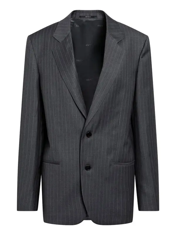 Gucci Pinstripe Wool Jacket - Gray