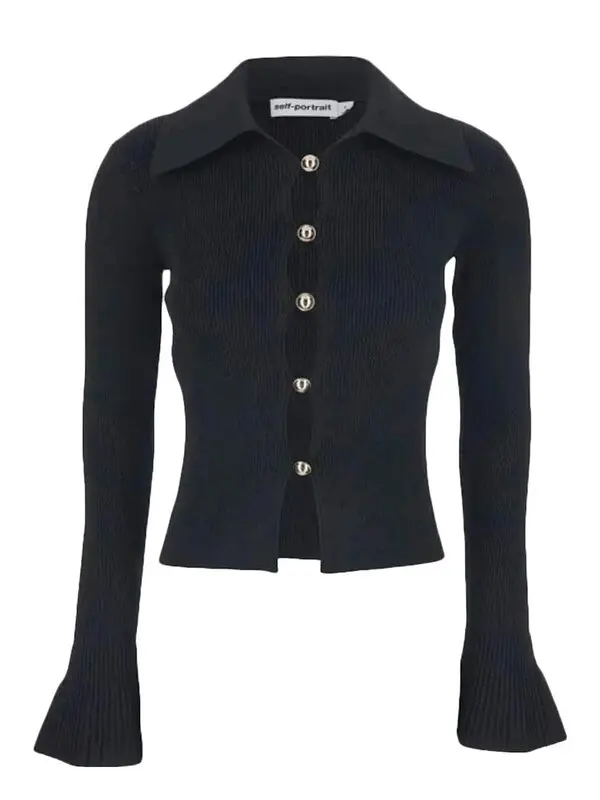 SELF-PORTRAIT Button Down Knit Top - Multicolor