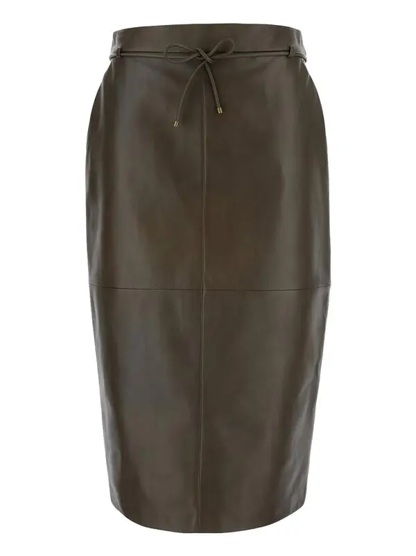 Max Mara Leather Midi Skirt - Multicolor