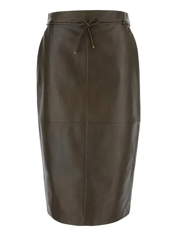 Max Mara Leather Midi Skirt - Multicolor