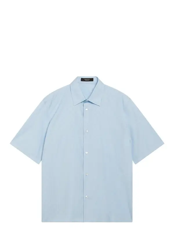 Gucci Gg Cotton Poplin Short-sleeve Shirt In Light - Blue