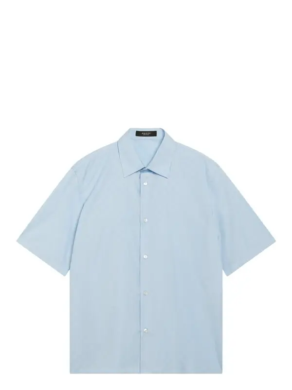 Gucci Gg Cotton Poplin Short-sleeve Shirt In Light - Blue