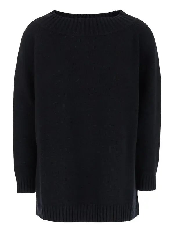 Max Mara Radames' Black Sweater With Boat Neckline In Wool And Cashmere - Multicolor
