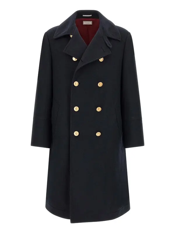 Brunello Cucinelli Cashmere Double-breasted Coat - Blue