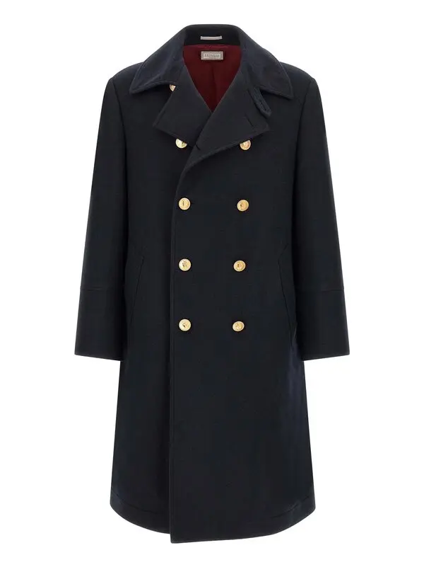 Brunello Cucinelli Cashmere Double-breasted Coat - Blue