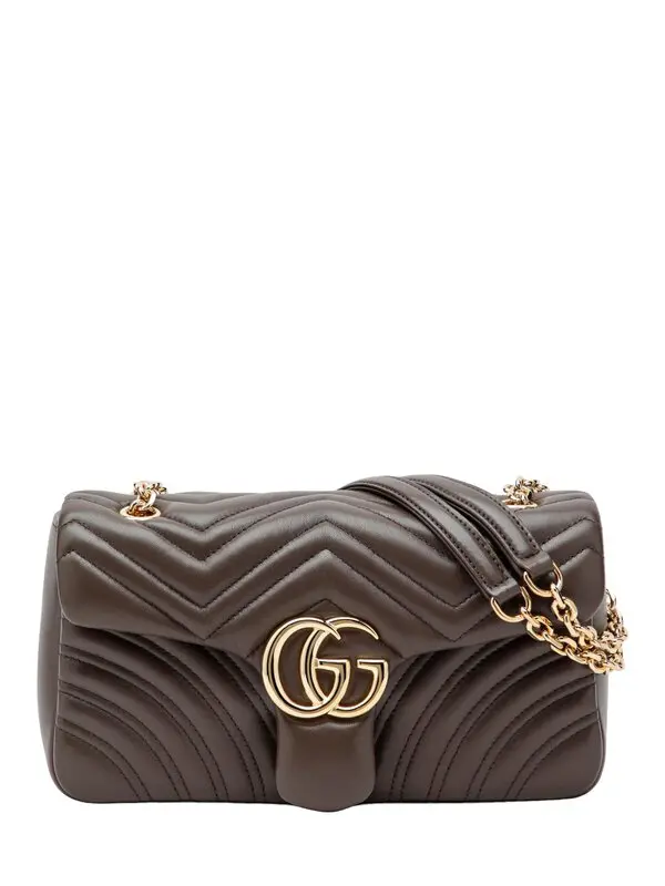 Gucci Medium Gg Marmont Shoulder Bag In Taupe Leather - Brown