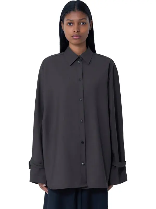 TOTEME Tie-cuff Wool Shirt - Brown
