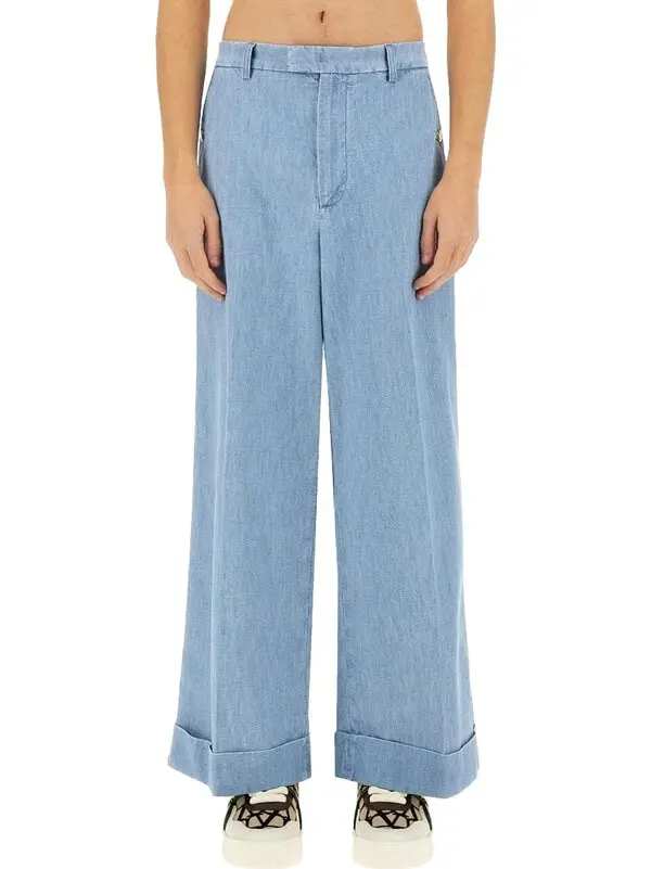Valentino Garavani Wide Fit Denim Trousers - Blue