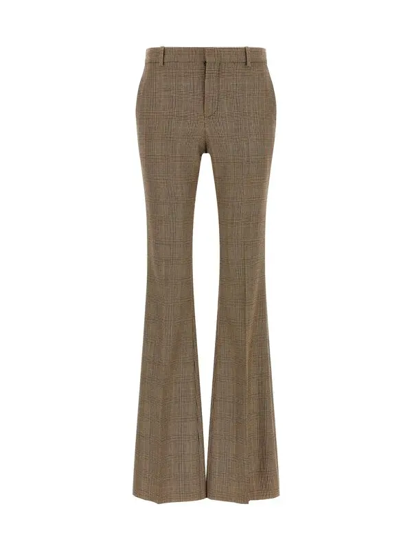 Saint Laurent Prince Of Wales Houndstooth Trousers - Brown