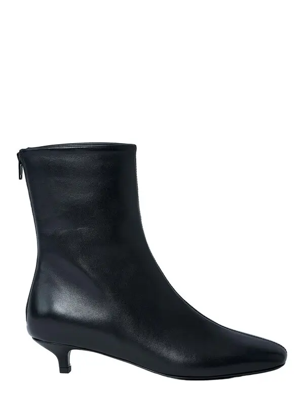 TOTEME Classic Day Leather Ankle Boots - Black